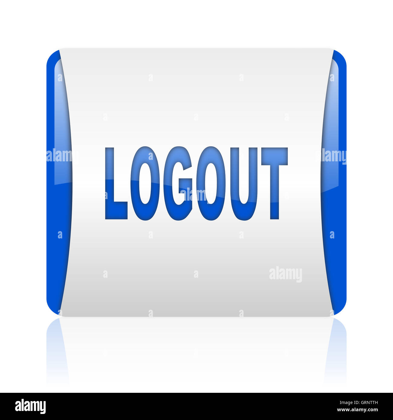 logout blue square web glossy icon Stock Photo - Alamy