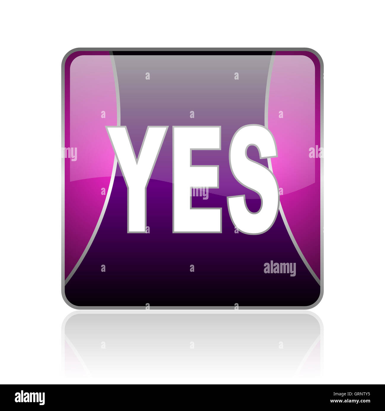 yes violet square web glossy icon Stock Photo - Alamy