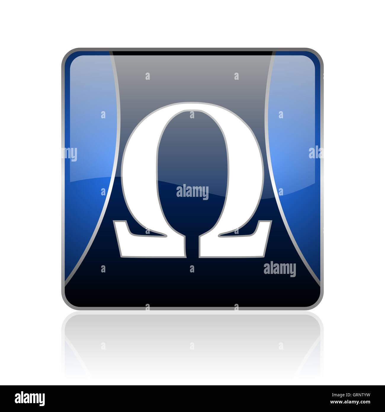 omega blue square web glossy icon Stock Photo - Alamy