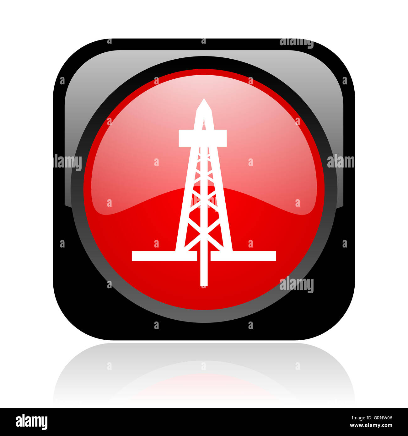 drilling black and red square web glossy icon Stock Photo - Alamy