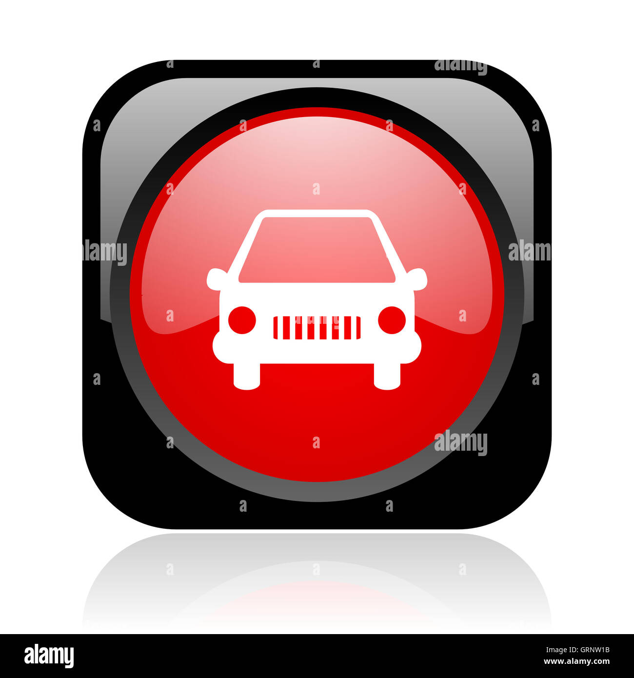 car black and red square web glossy icon Stock Photo - Alamy