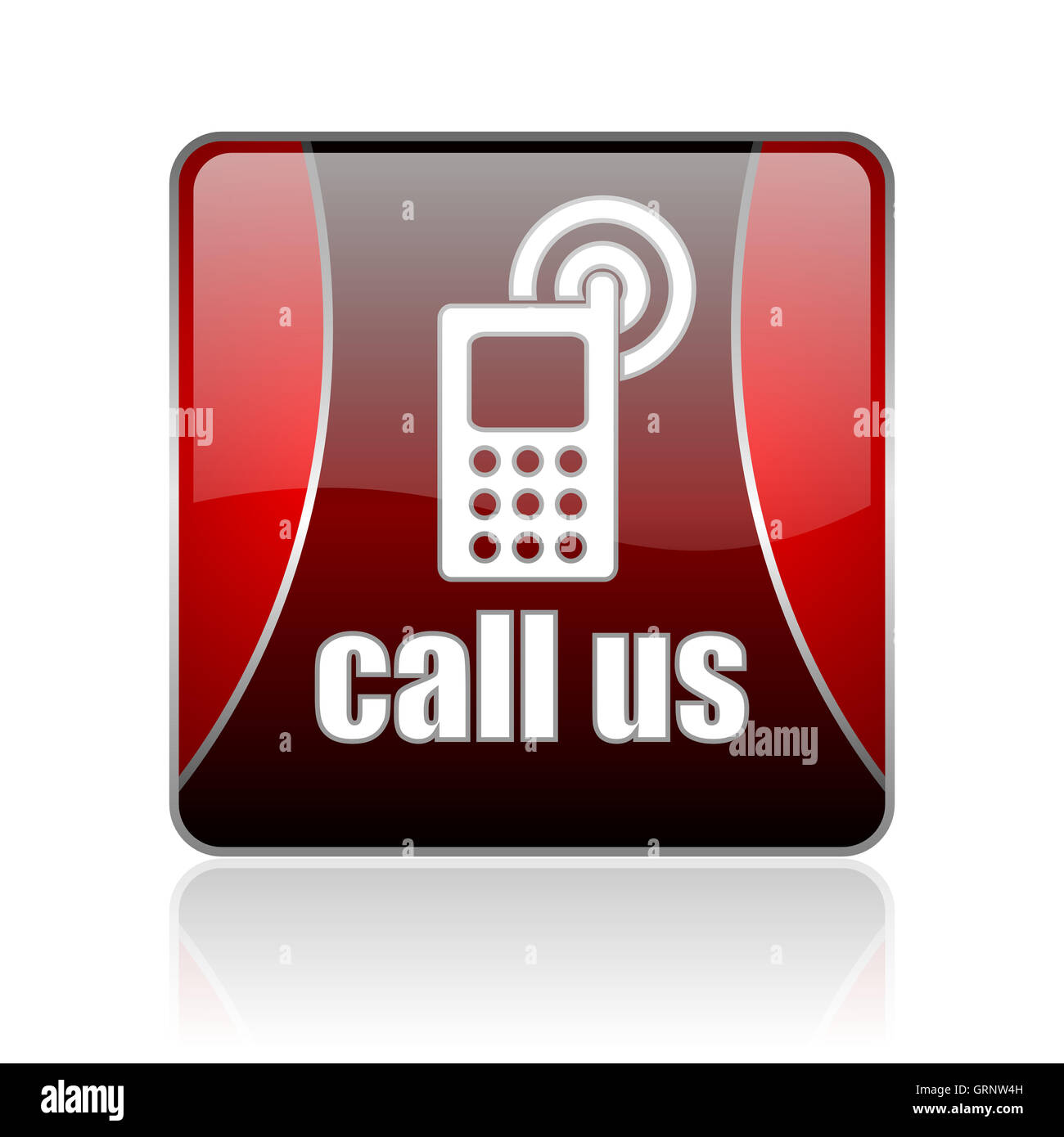 call us red square web glossy icon Stock Photo - Alamy