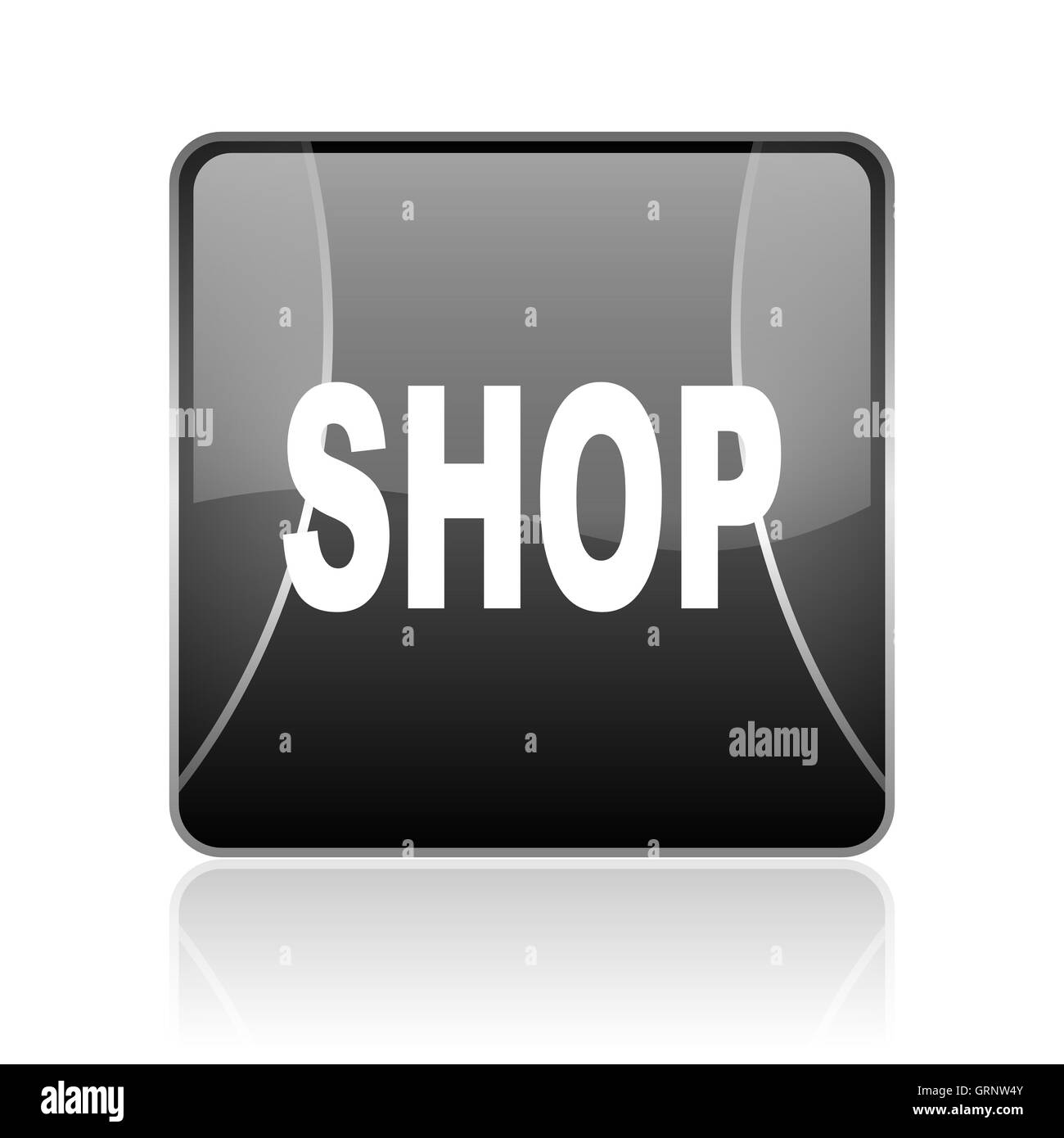 shop black square web glossy icon Stock Photo - Alamy