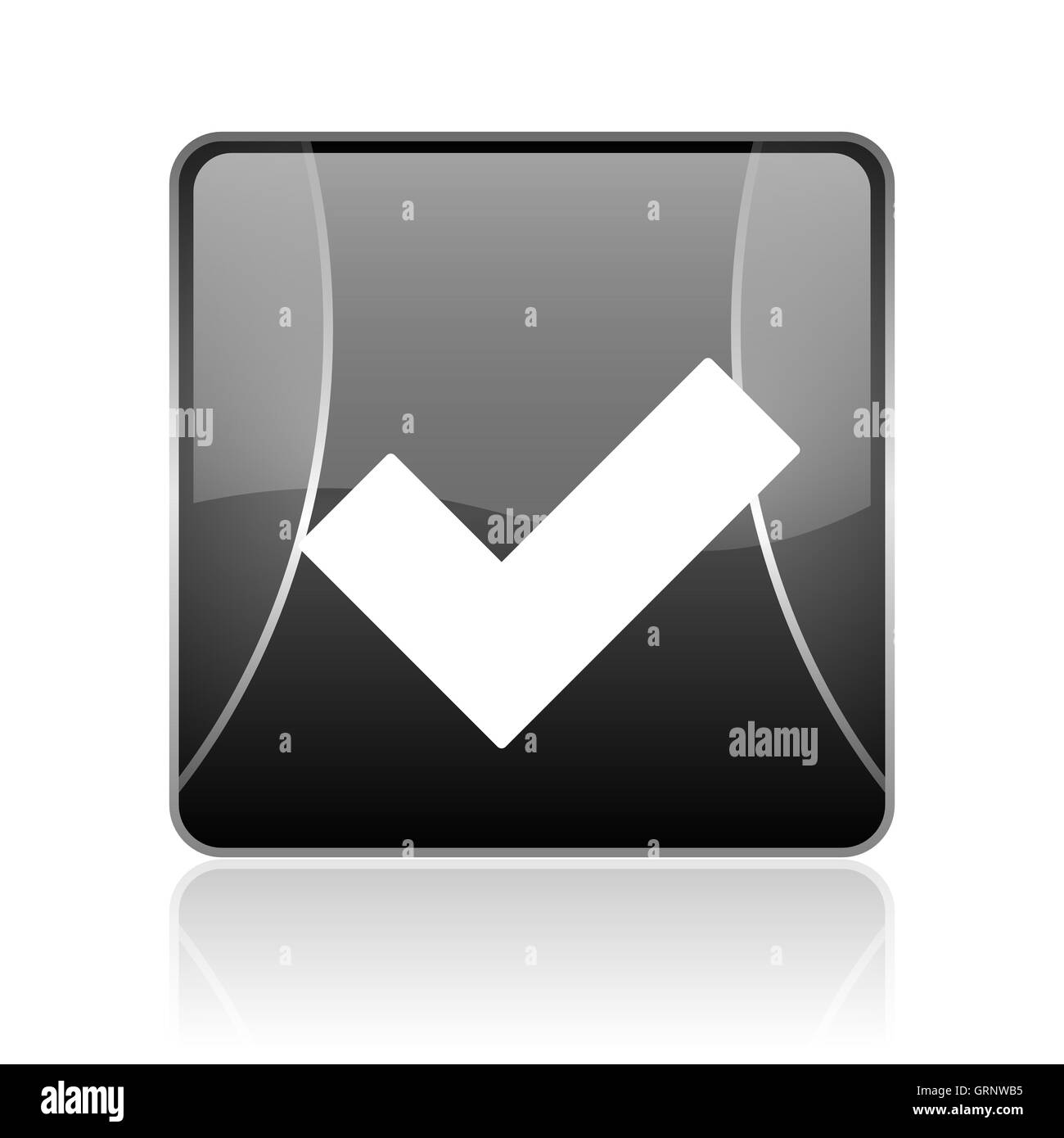 accept black square web glossy icon Stock Photo - Alamy