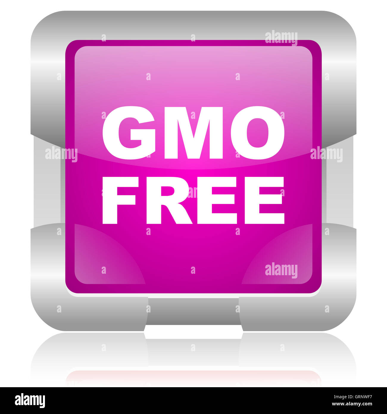 gmo free pink square web glossy icon Stock Photo - Alamy