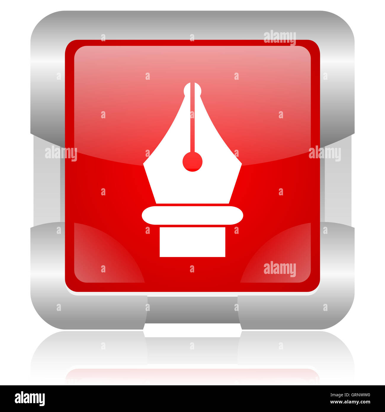 pen red square web glossy icon Stock Photo - Alamy