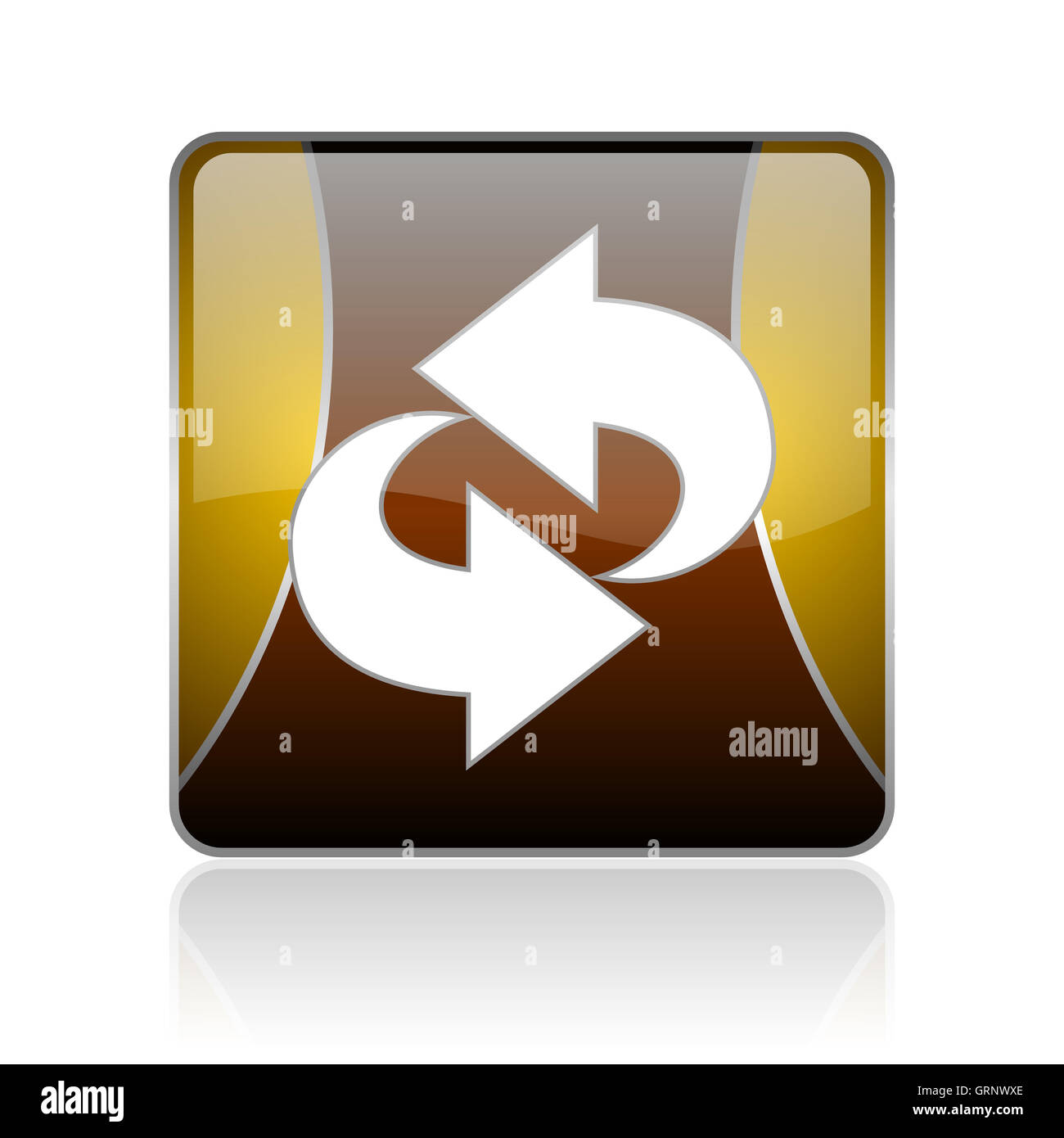rotate golden square web glossy icon Stock Photo - Alamy