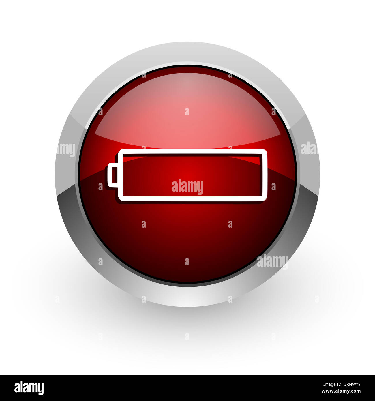 battery red circle web glossy icon Stock Photo - Alamy