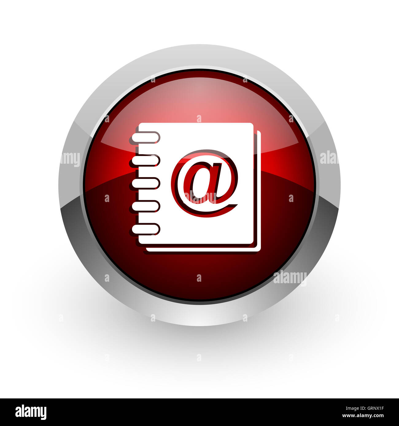 address book red circle web glossy icon Stock Photo - Alamy