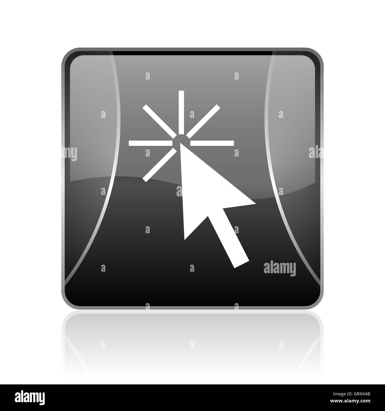 click here black square web glossy icon Stock Photo - Alamy