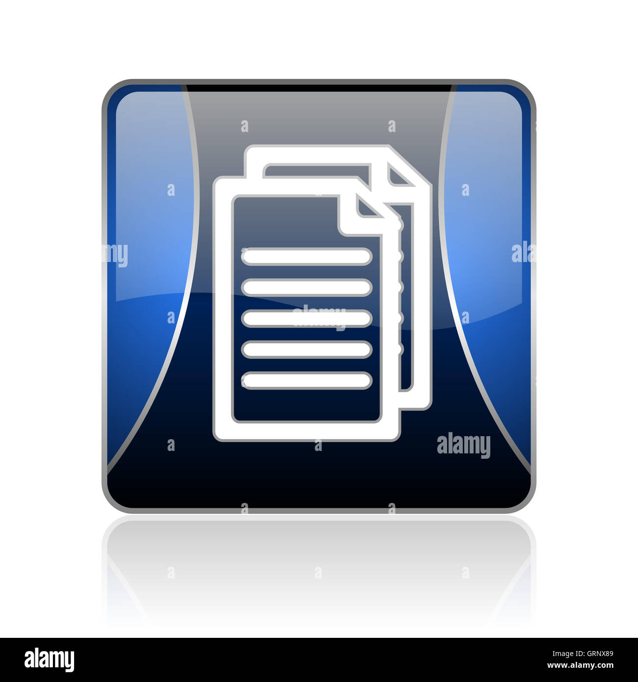 document blue square web glossy icon Stock Photo - Alamy