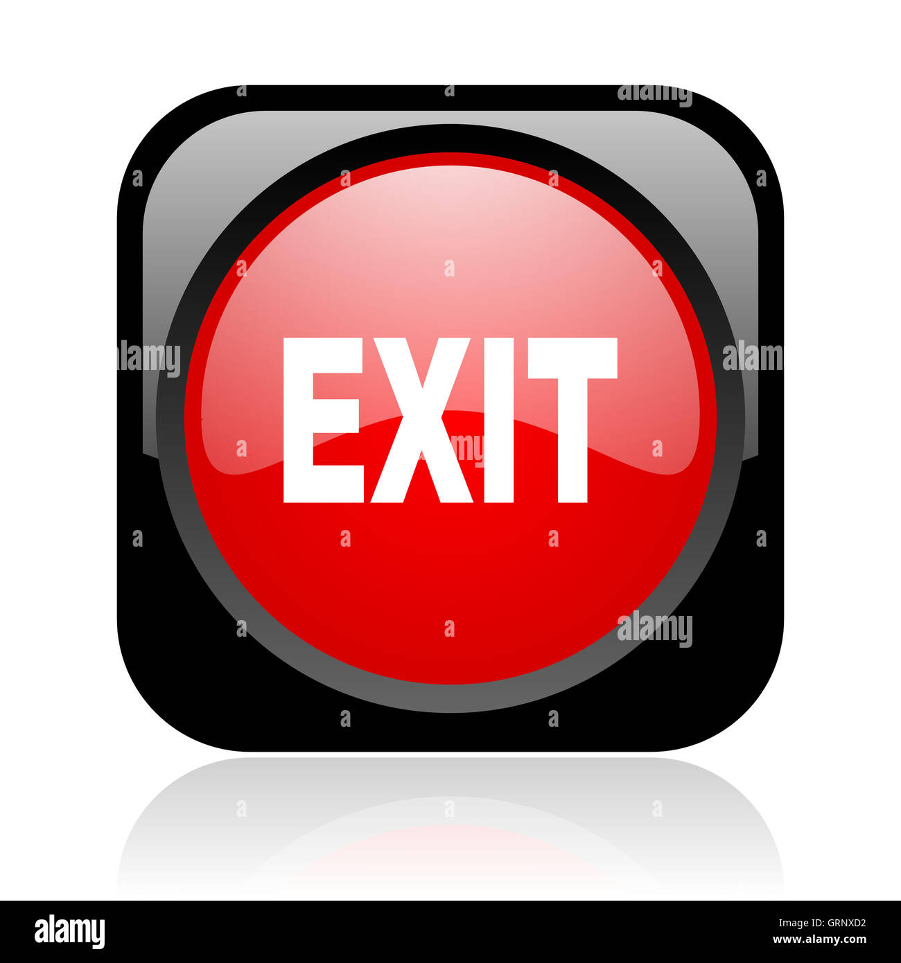 exit black and red square web glossy icon Stock Photo - Alamy