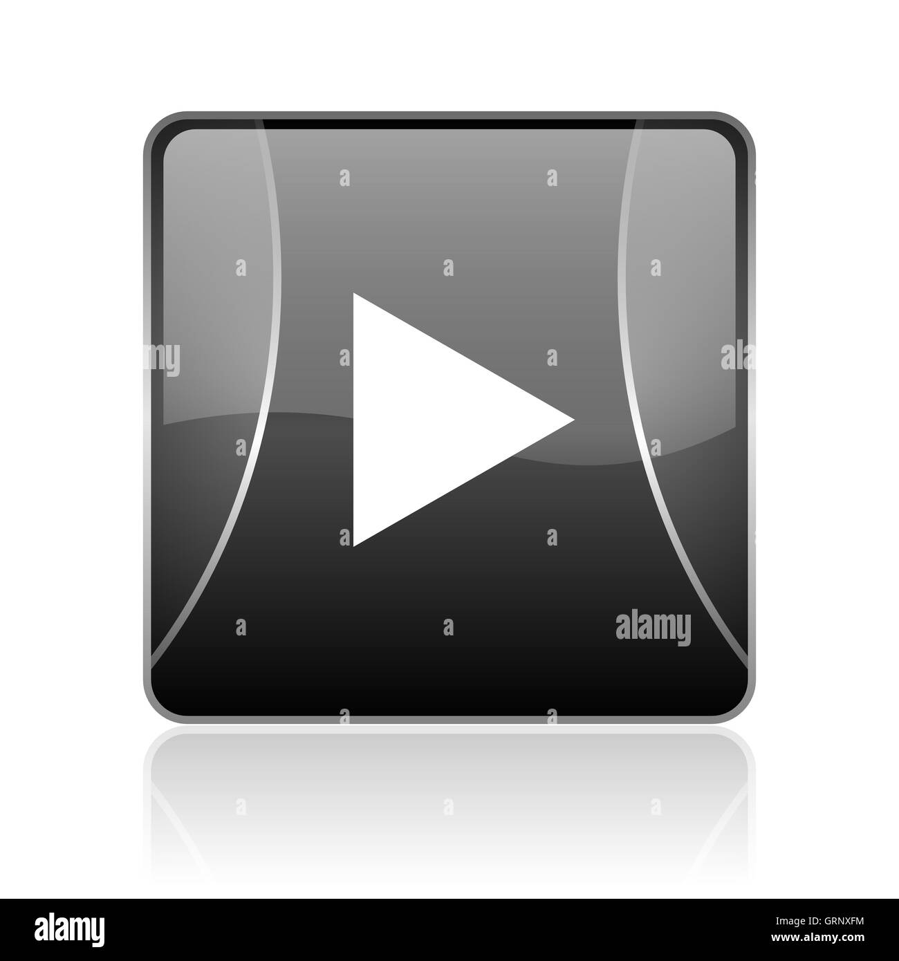 play black square web glossy icon Stock Photo - Alamy