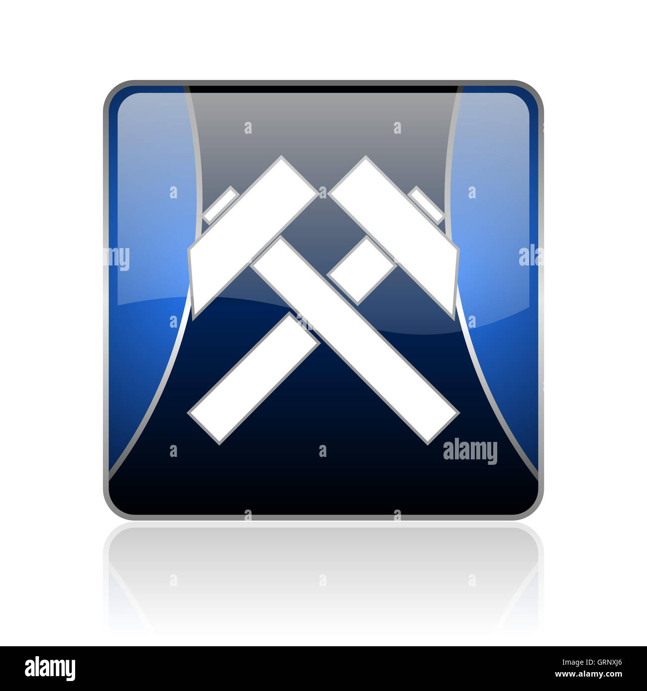 mining blue square web glossy icon Stock Photo - Alamy