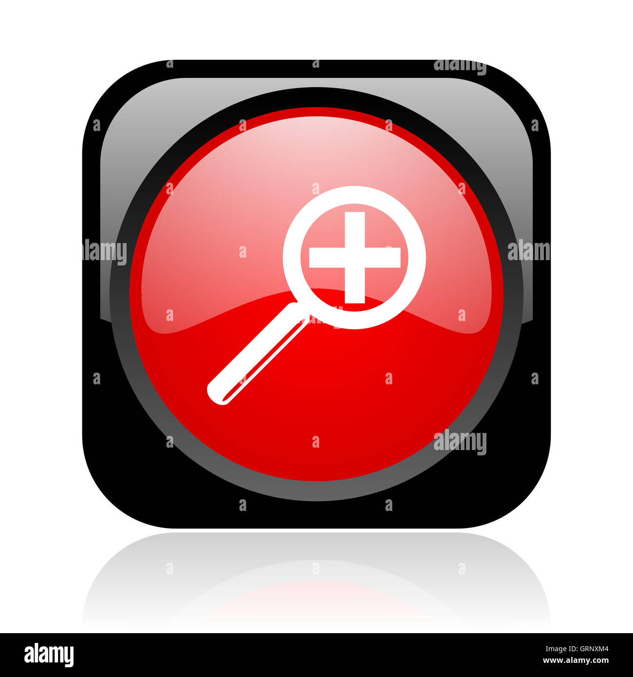 magnification black and red square web glossy icon Stock Photo - Alamy