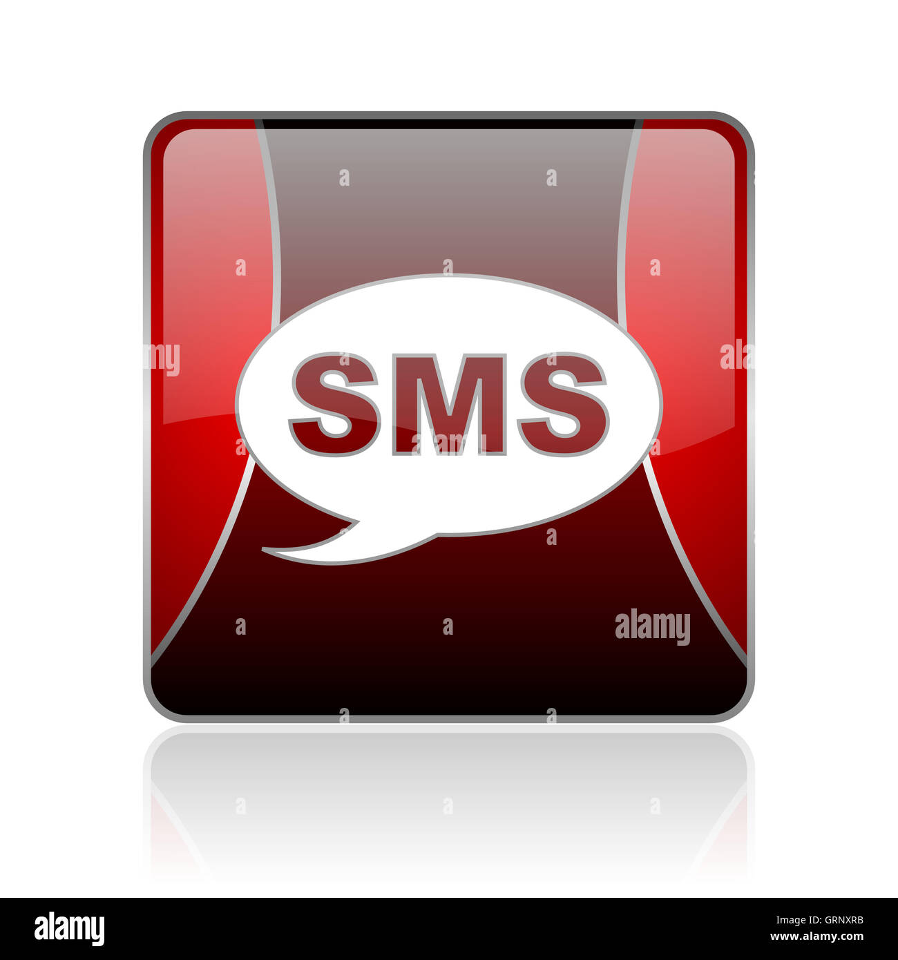 sms red square web glossy icon Stock Photo - Alamy