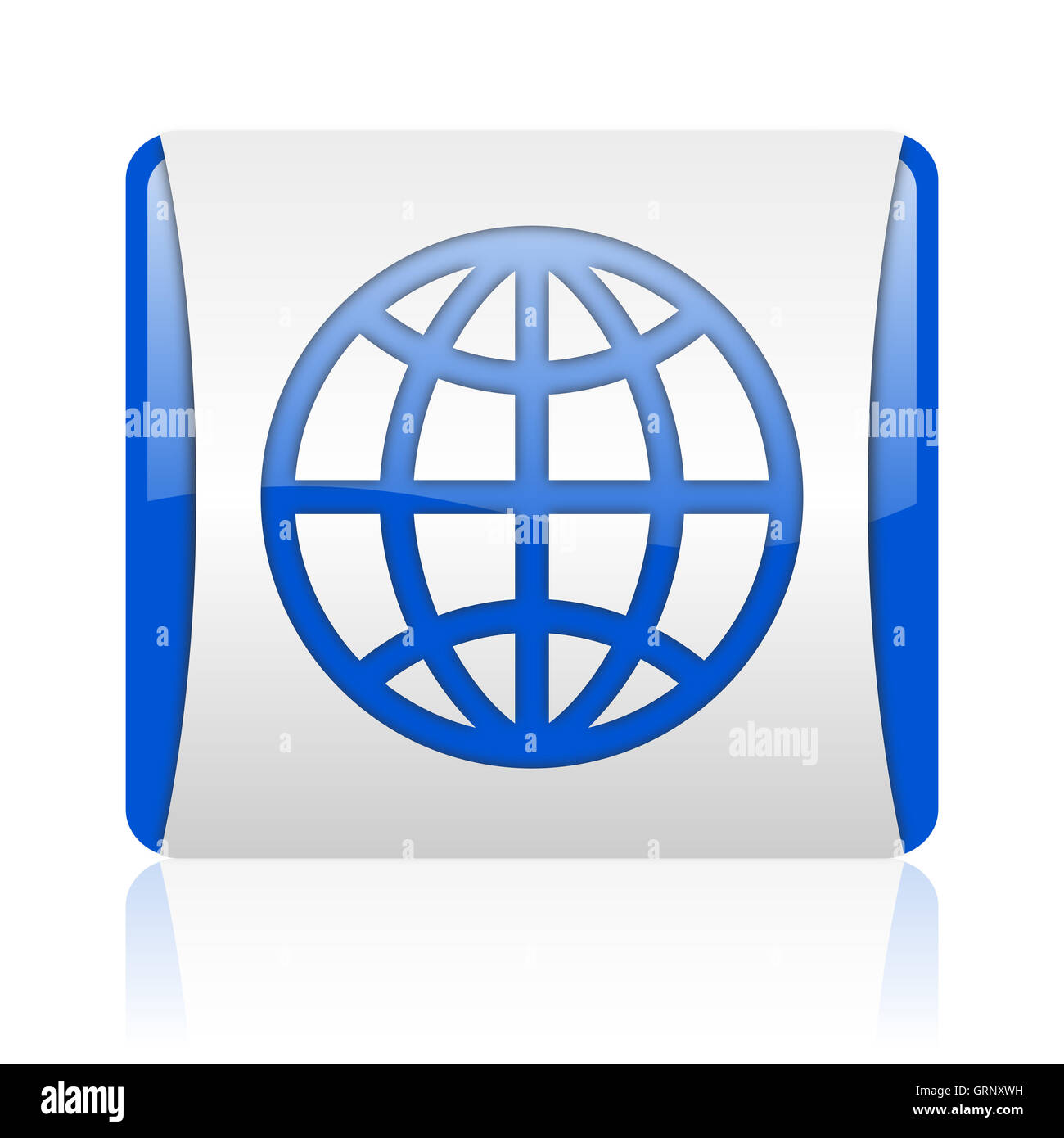 earth blue square web glossy icon Stock Photo - Alamy