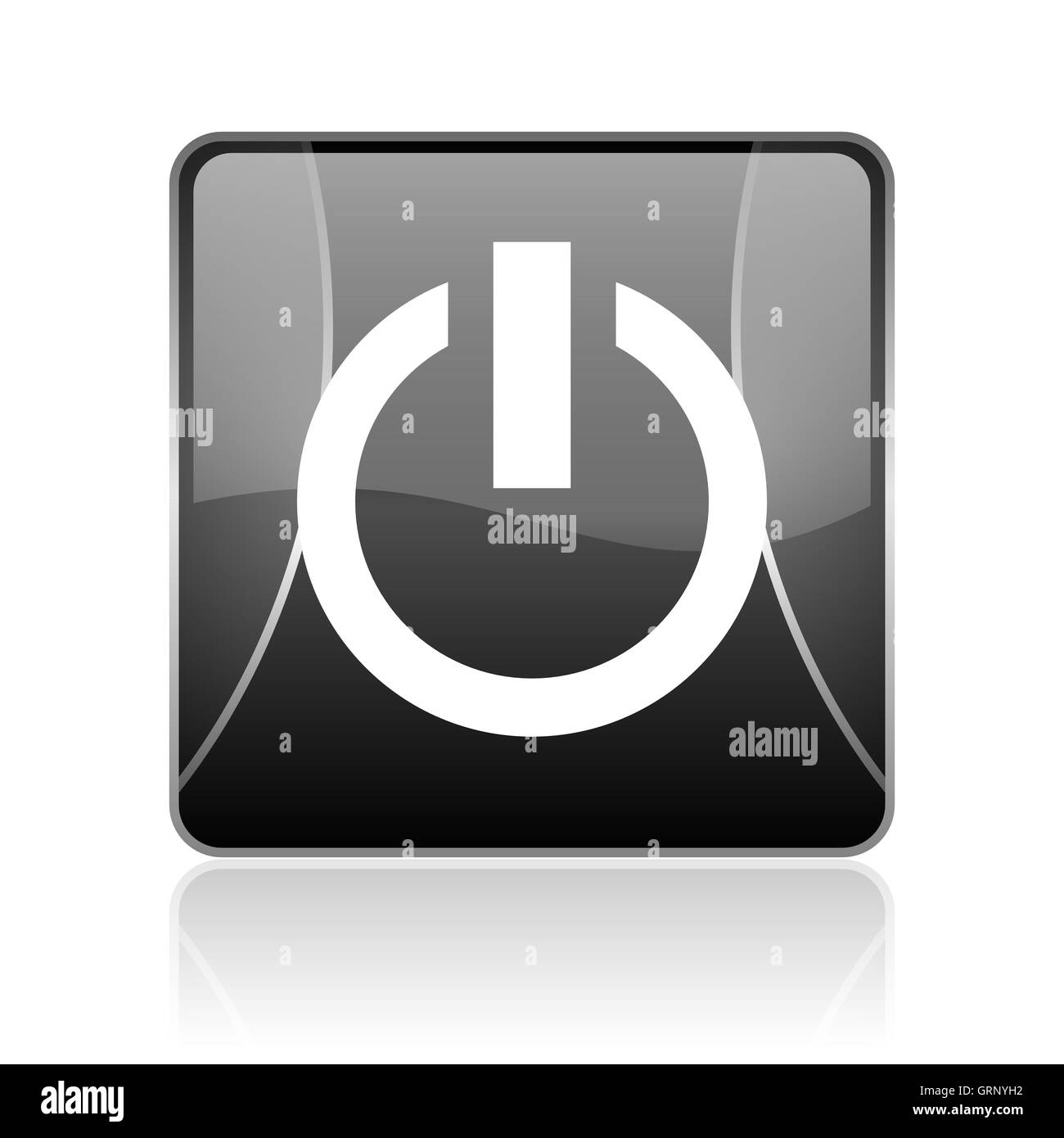 power black square web glossy icon Stock Photo - Alamy