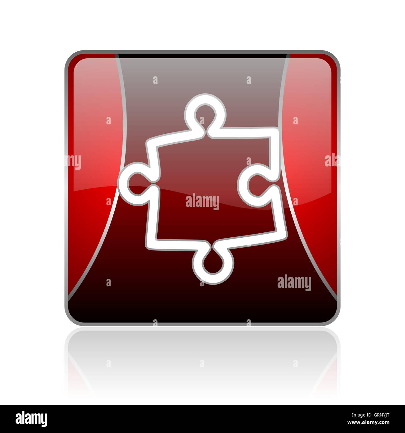 puzzle red square web glossy icon Stock Photo - Alamy