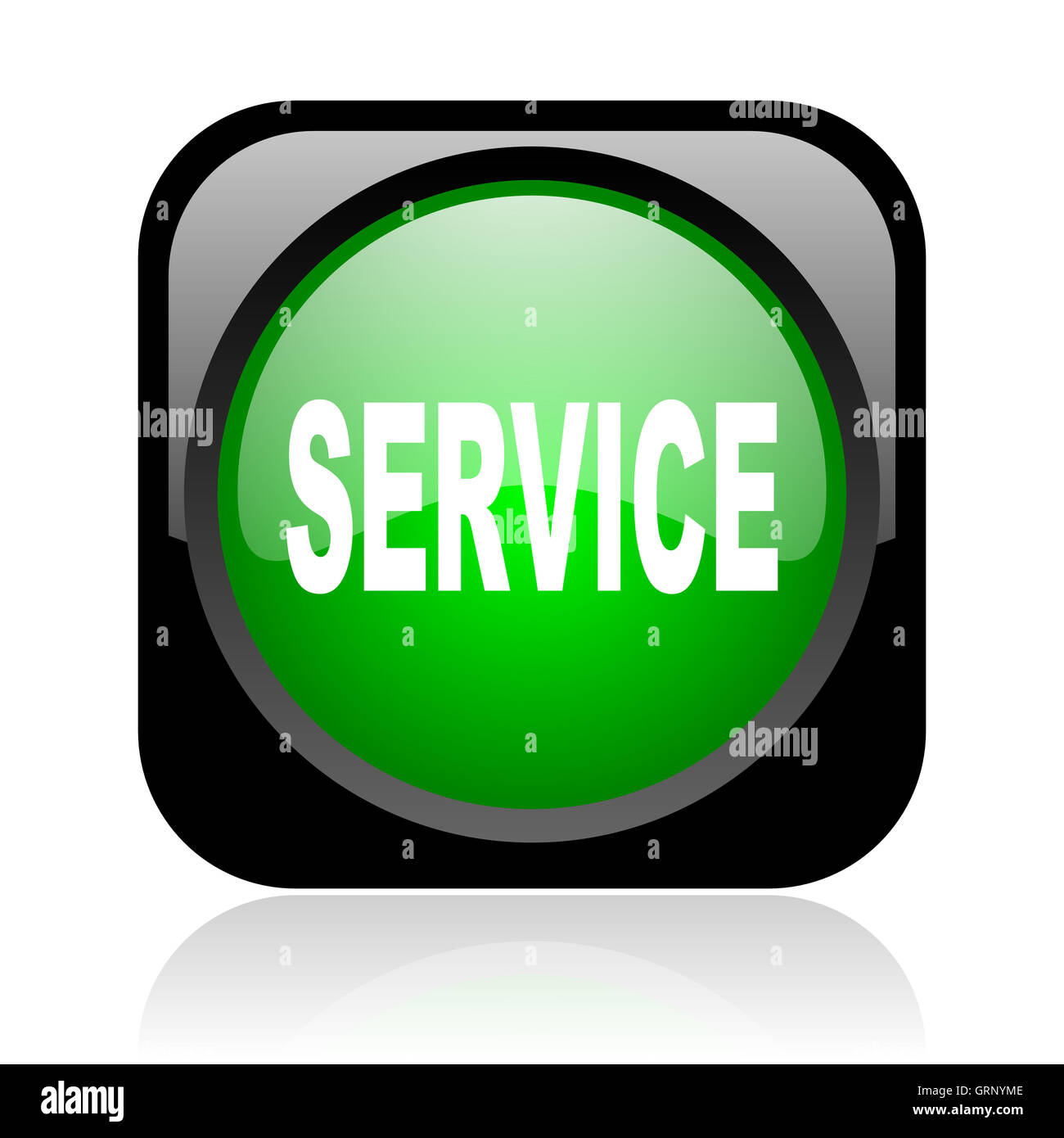 service black and green square web glossy icon Stock Photo - Alamy