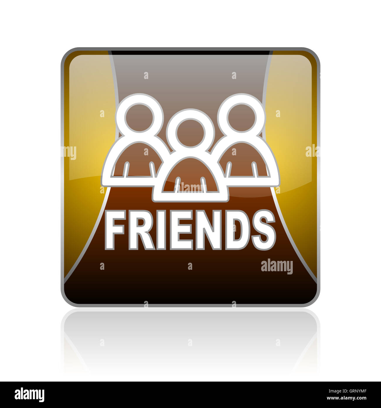 friends golden square web glossy icon Stock Photo - Alamy