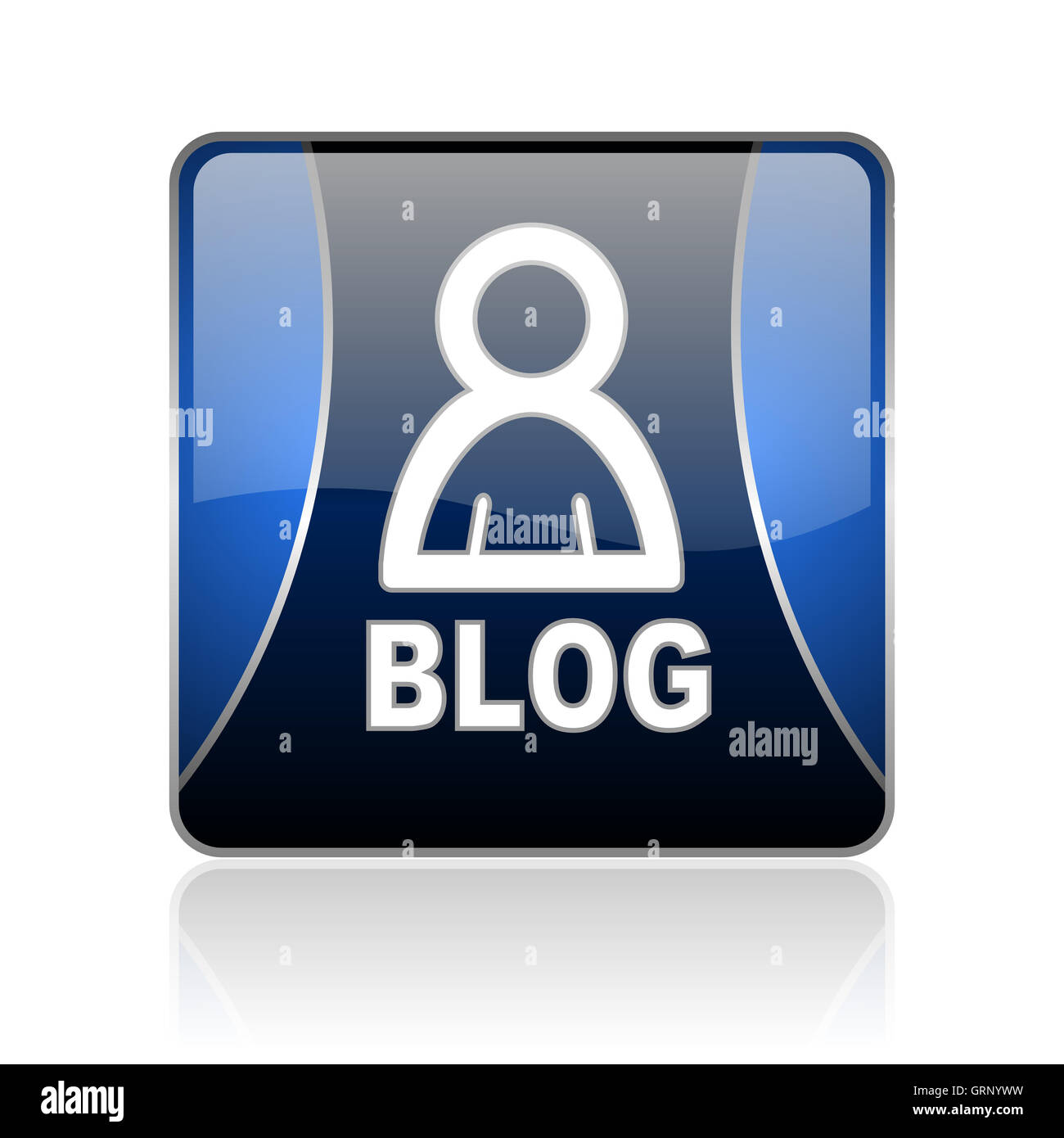 blog blue square web glossy icon Stock Photo - Alamy