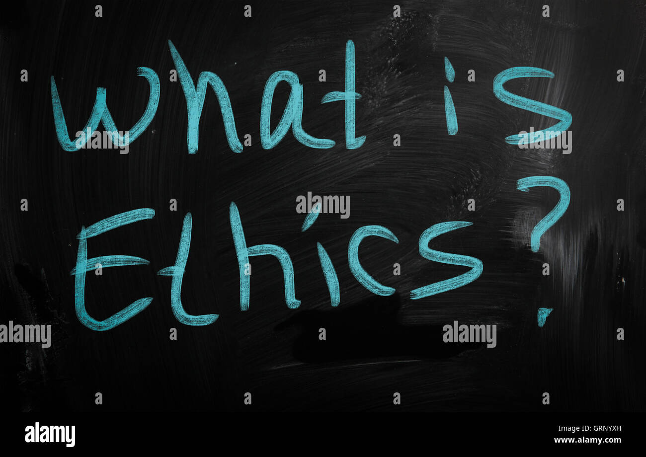Ethics handwritten with white chalk on a blackboard Stock Photo - Alamy