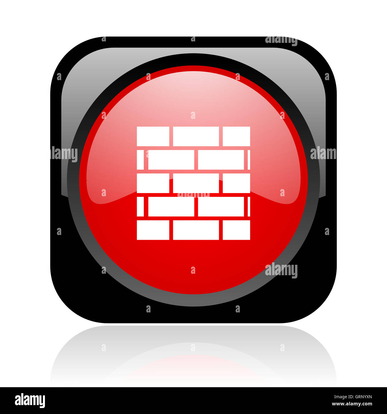 firewall black and red square web glossy icon Stock Photo - Alamy