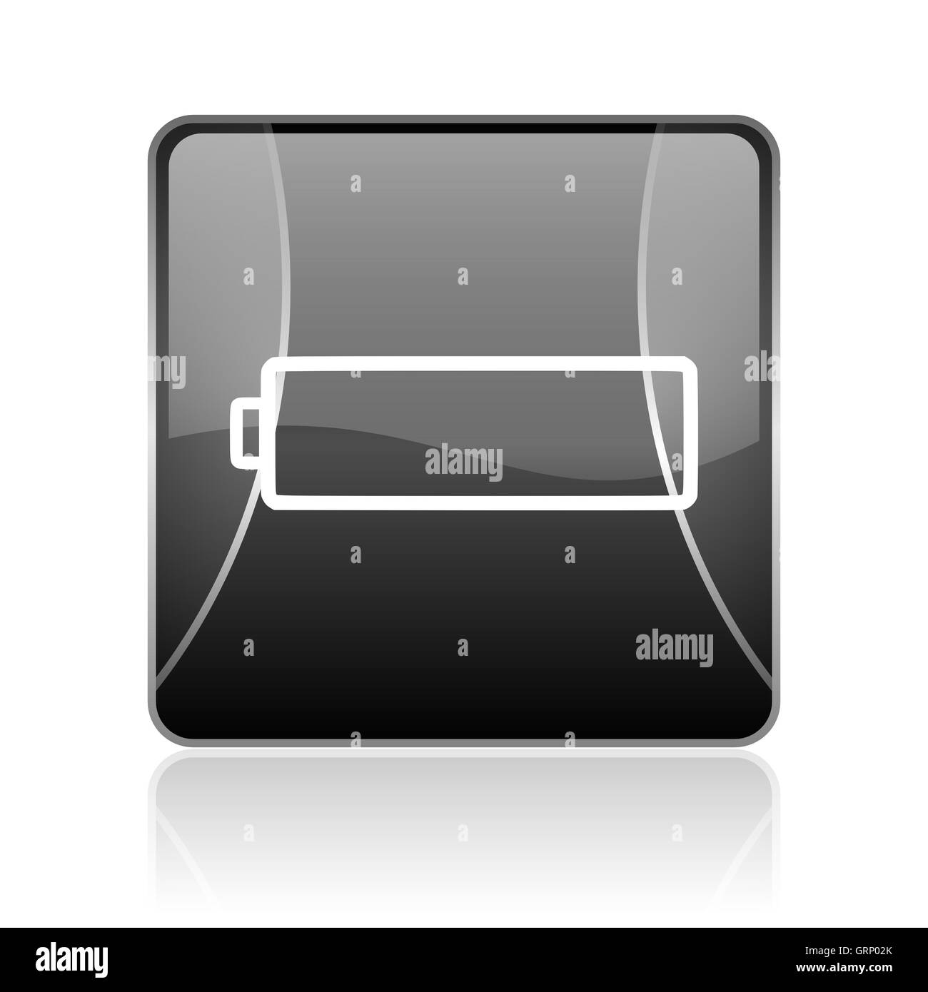 battery black square web glossy icon Stock Photo - Alamy