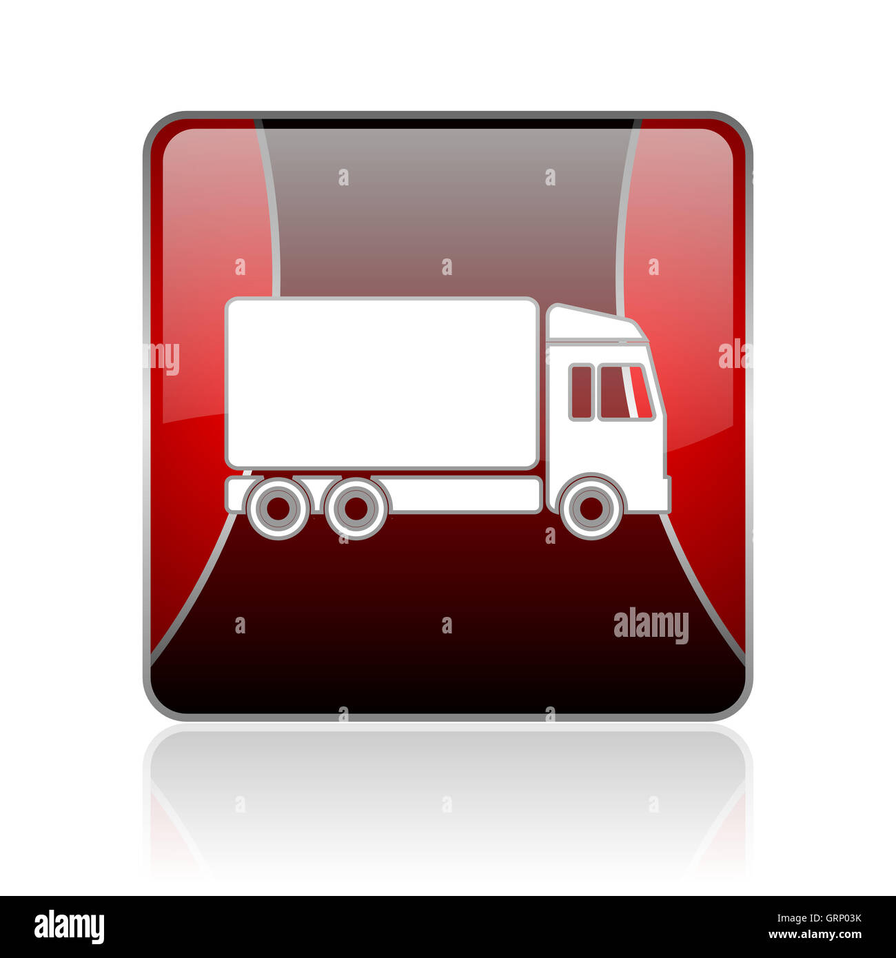 delivery red square web glossy icon Stock Photo - Alamy