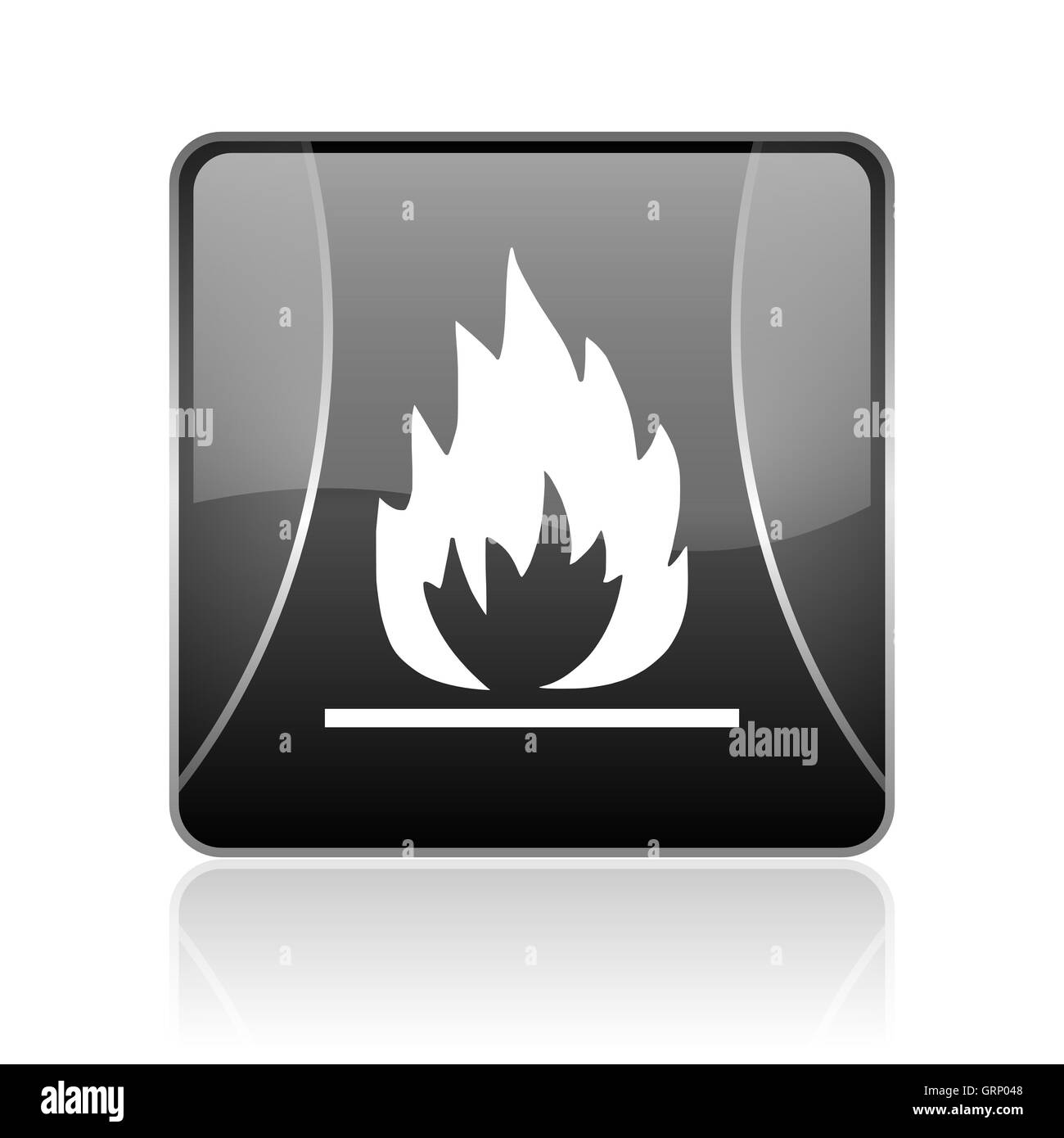 flames black square web glossy icon Stock Photo - Alamy