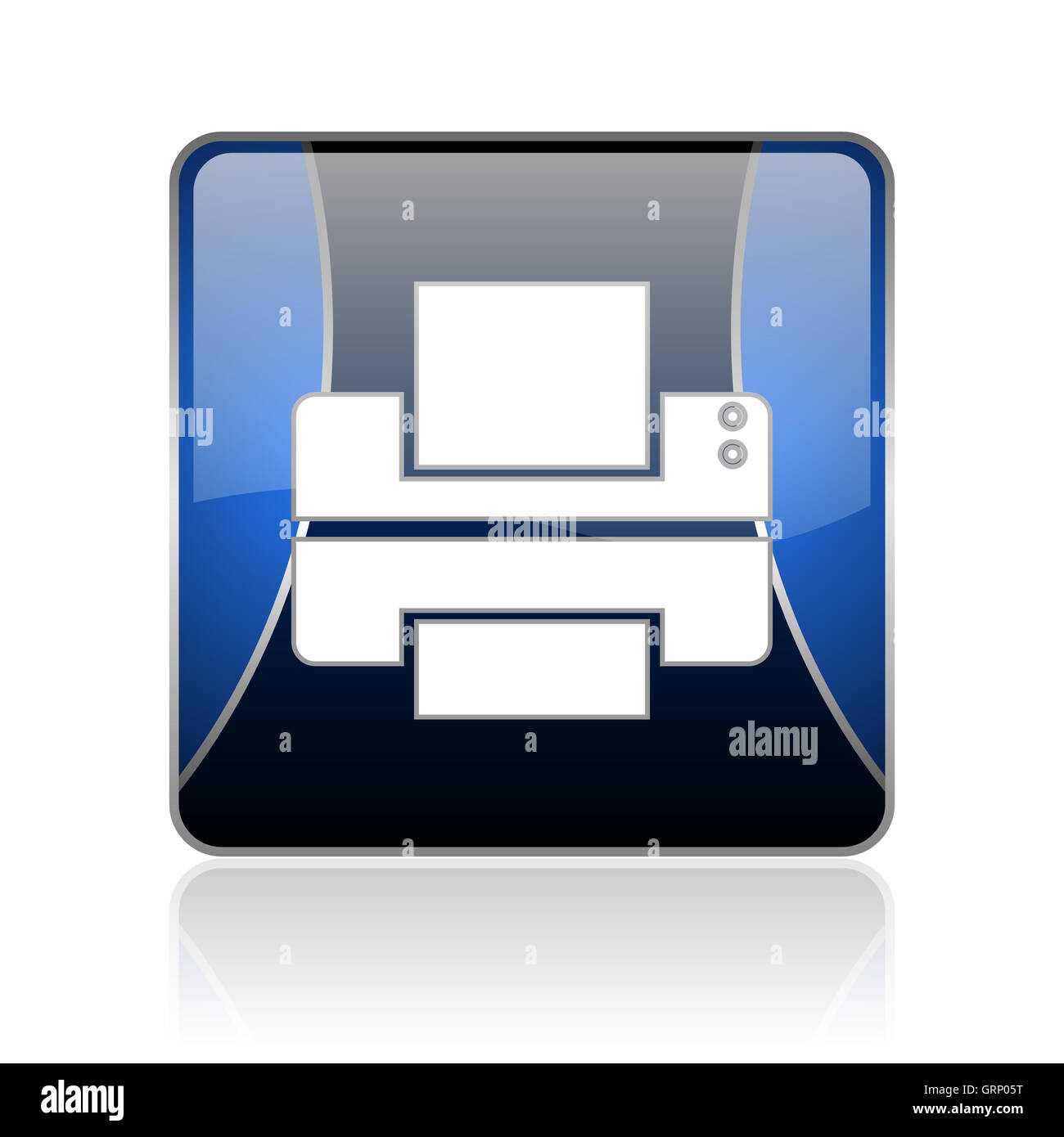 printer blue square web glossy icon Stock Photo - Alamy