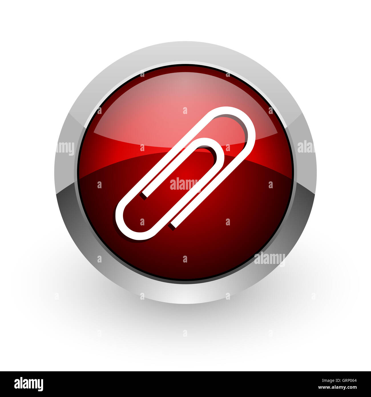paper clip red circle web glossy icon Stock Photo - Alamy