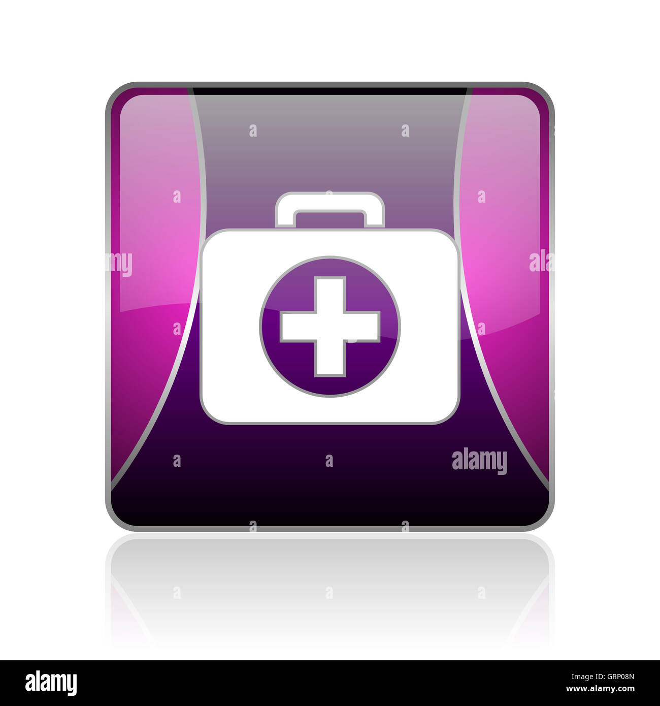 first aid kit violet square web glossy icon Stock Photo - Alamy