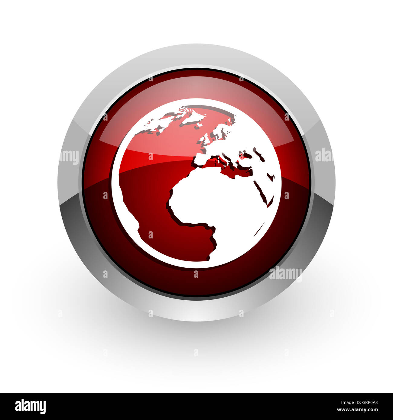earth red circle web glossy icon Stock Photo - Alamy