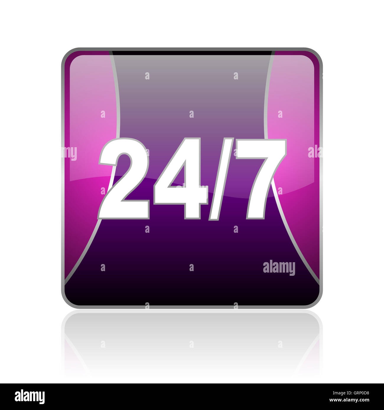 24/7 violet square web glossy icon Stock Photo - Alamy