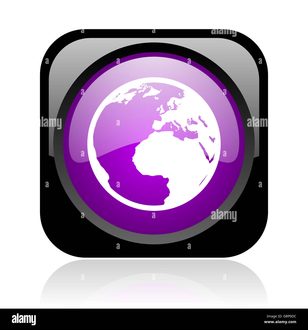 earth black and violet square web glossy icon Stock Photo - Alamy