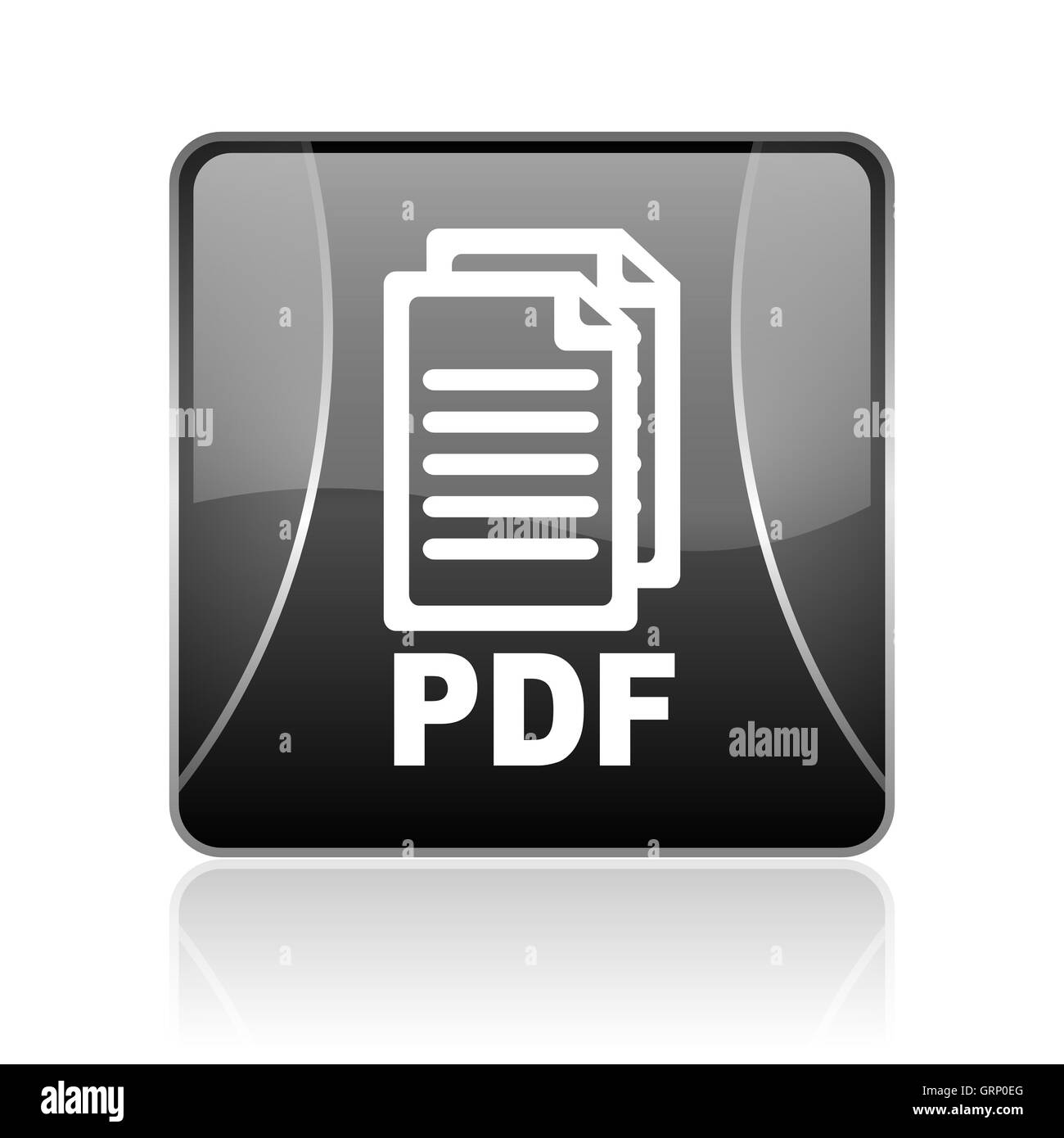 pdf black square web glossy icon Stock Photo - Alamy