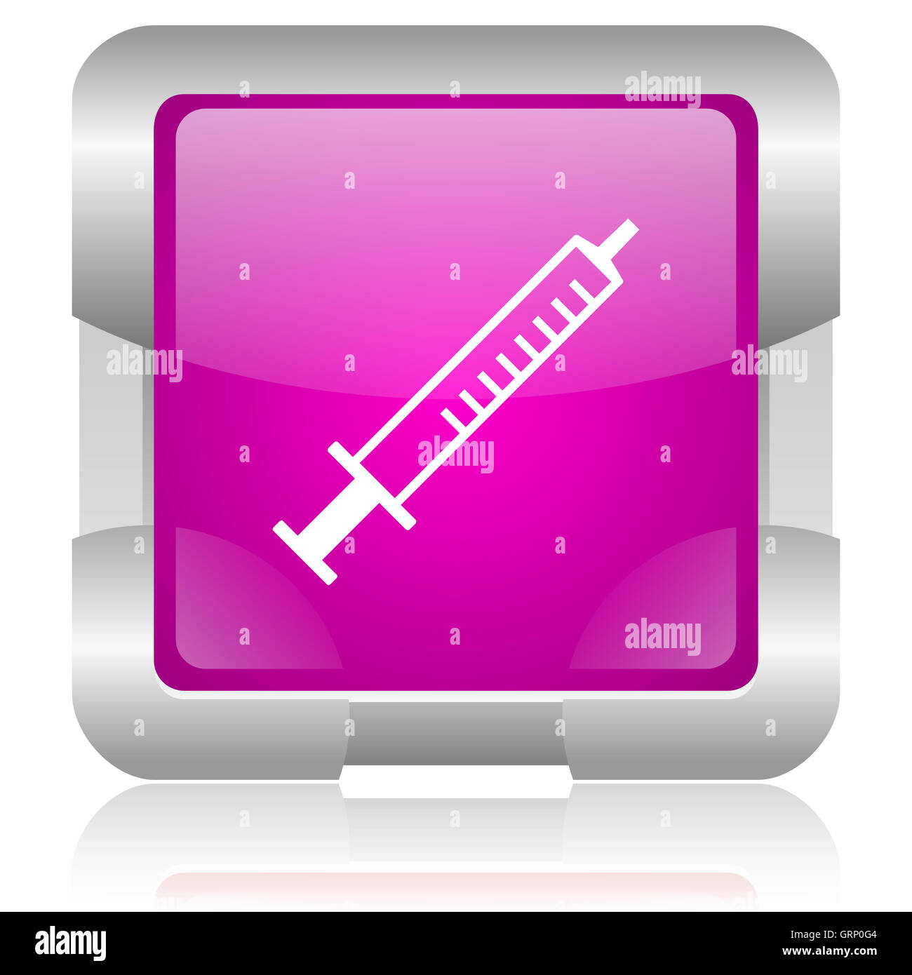 syringe pink square web glossy icon Stock Photo - Alamy