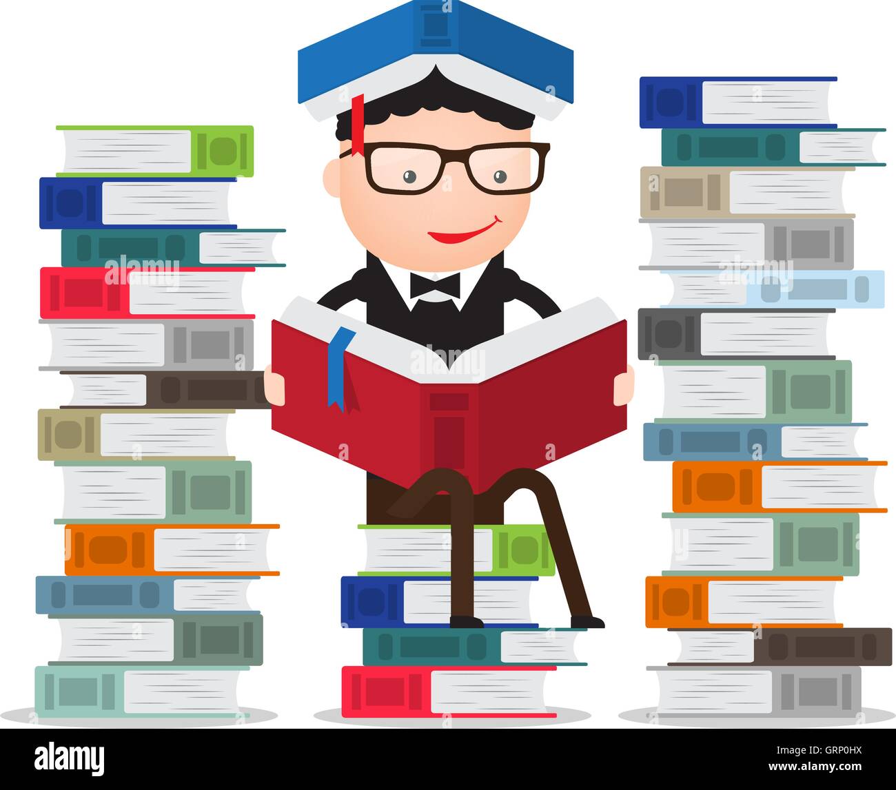 Pile books glasses Stock Vector Images - Alamy