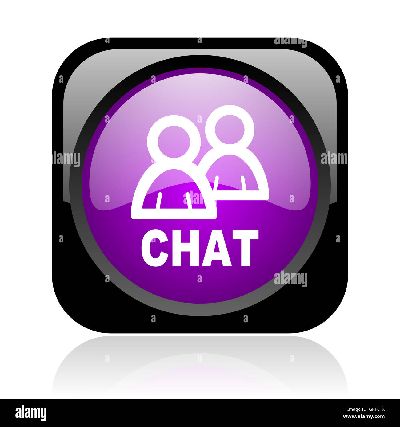 chat black and violet square web glossy icon Stock Photo - Alamy