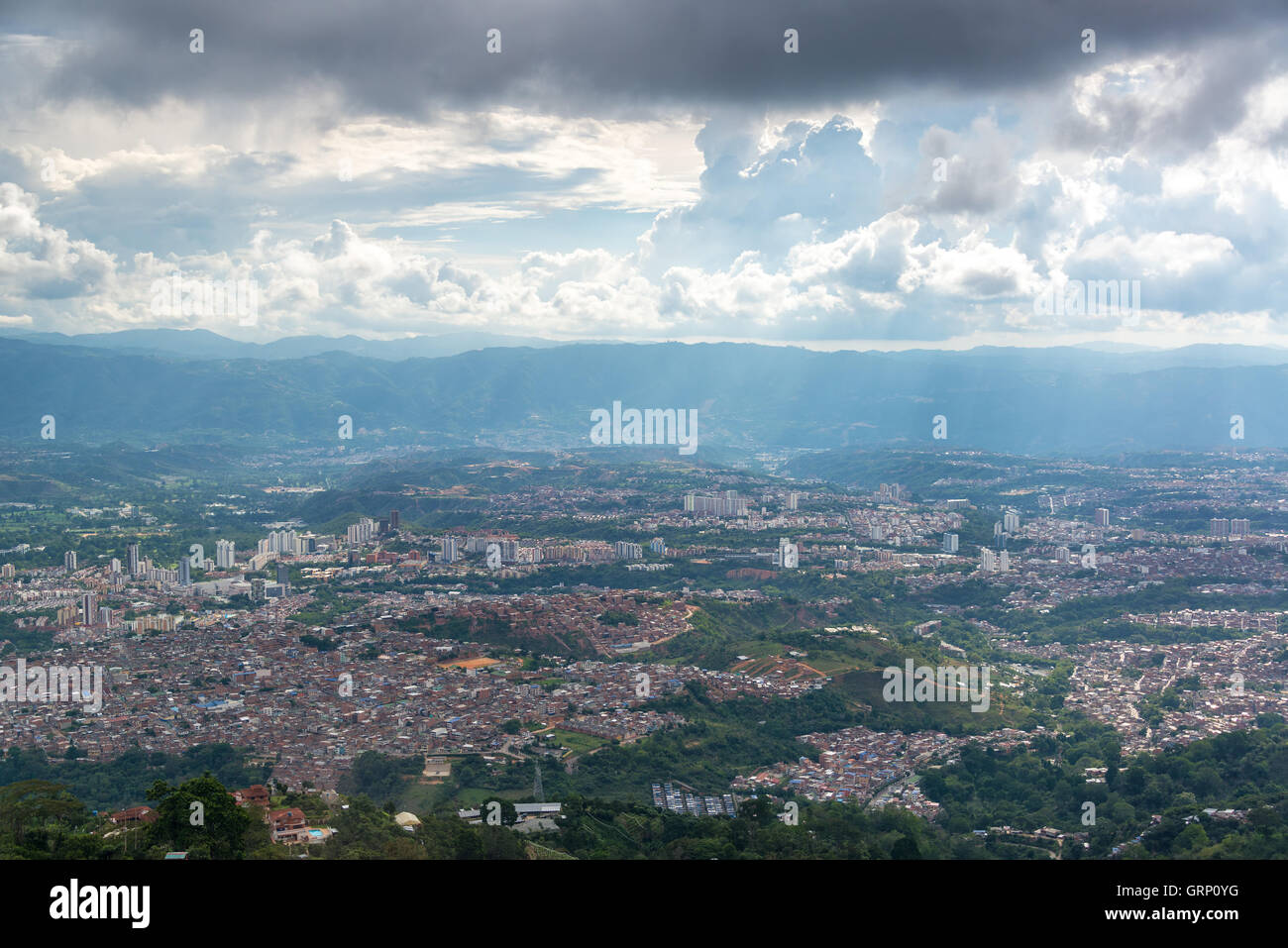 Cityscape view of Bucaramanga, Colombia with a dramatic sky Stock Photo ...