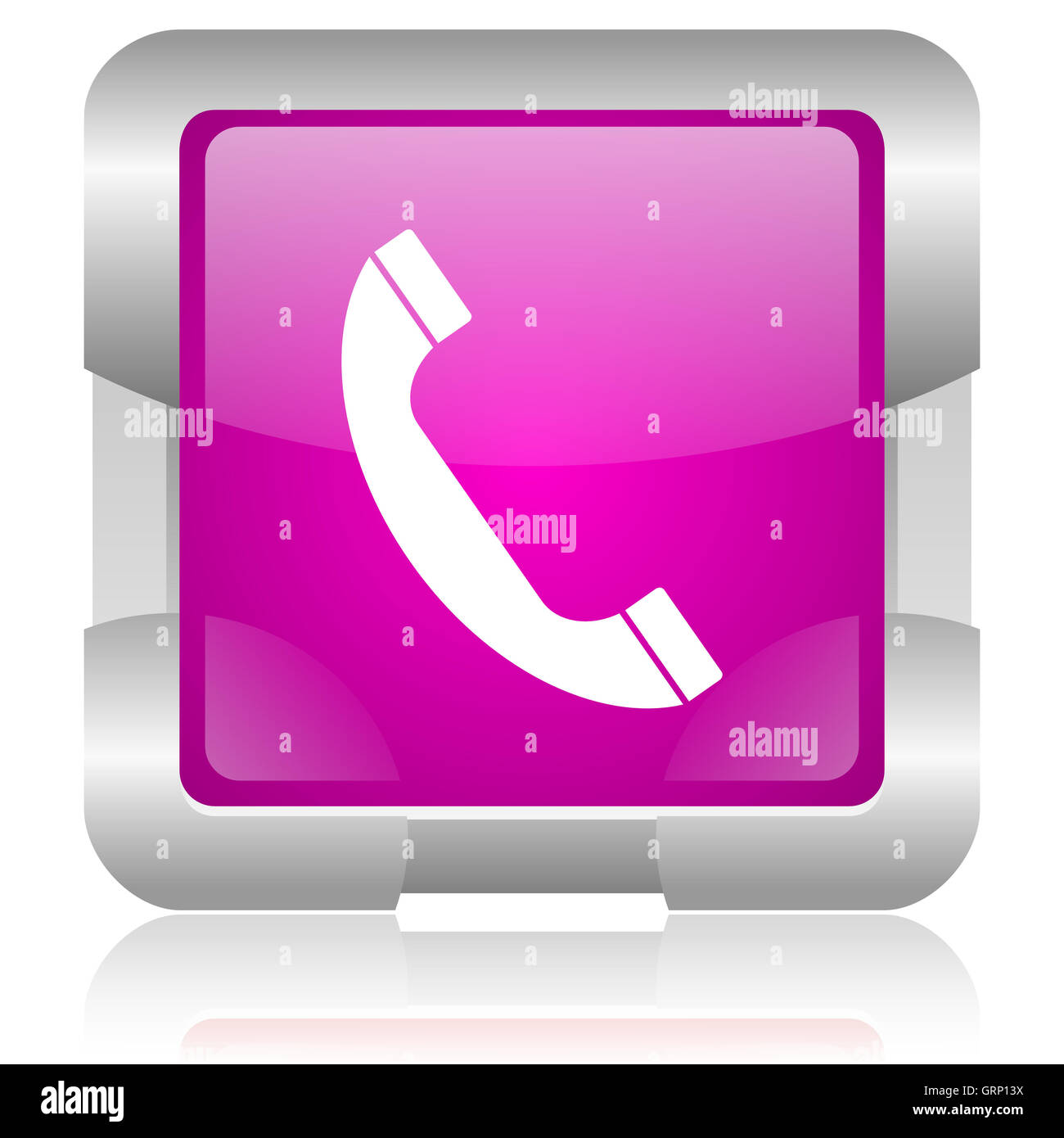 phone pink square web glossy icon Stock Photo - Alamy