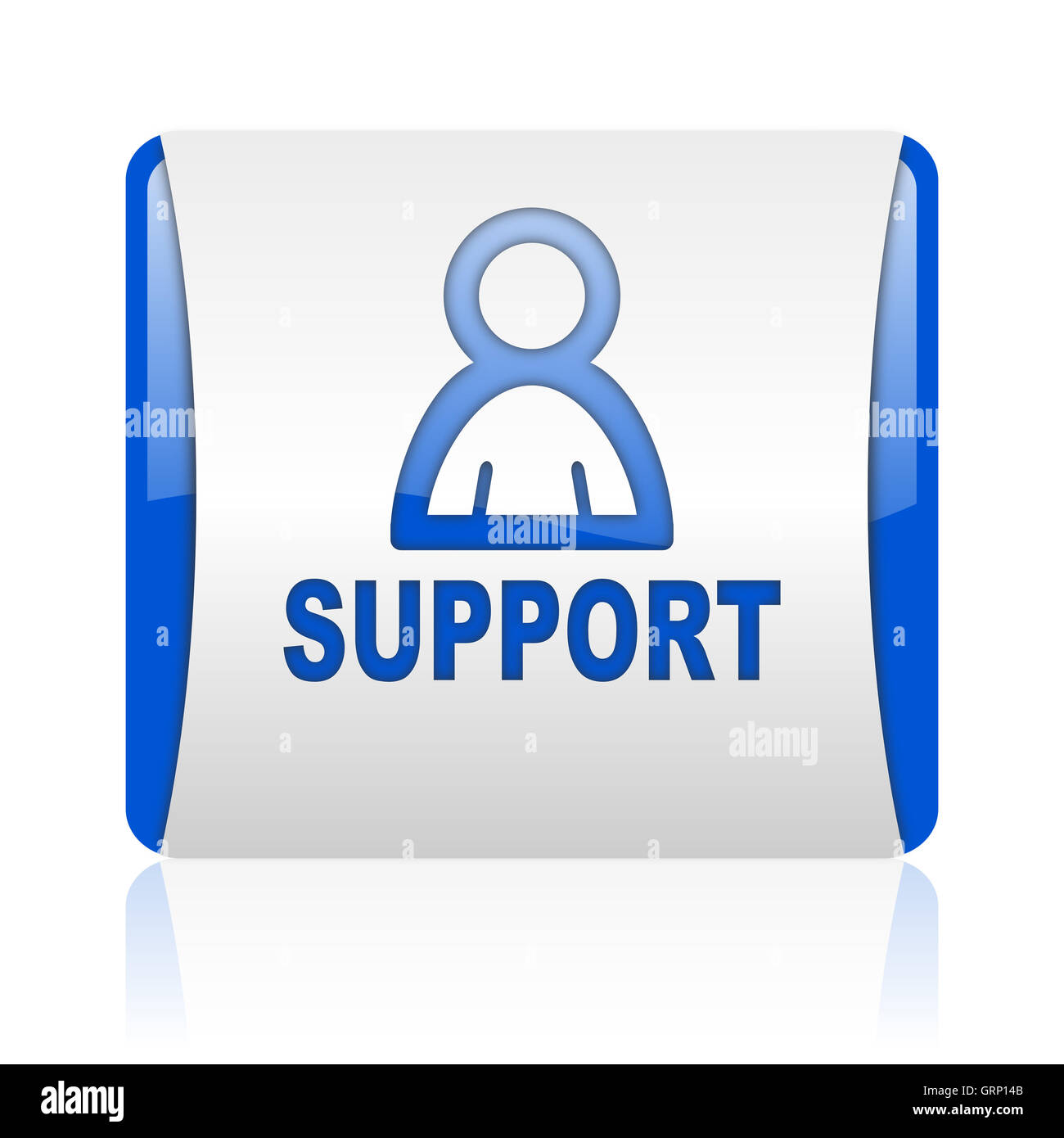 support blue square web glossy icon Stock Photo - Alamy