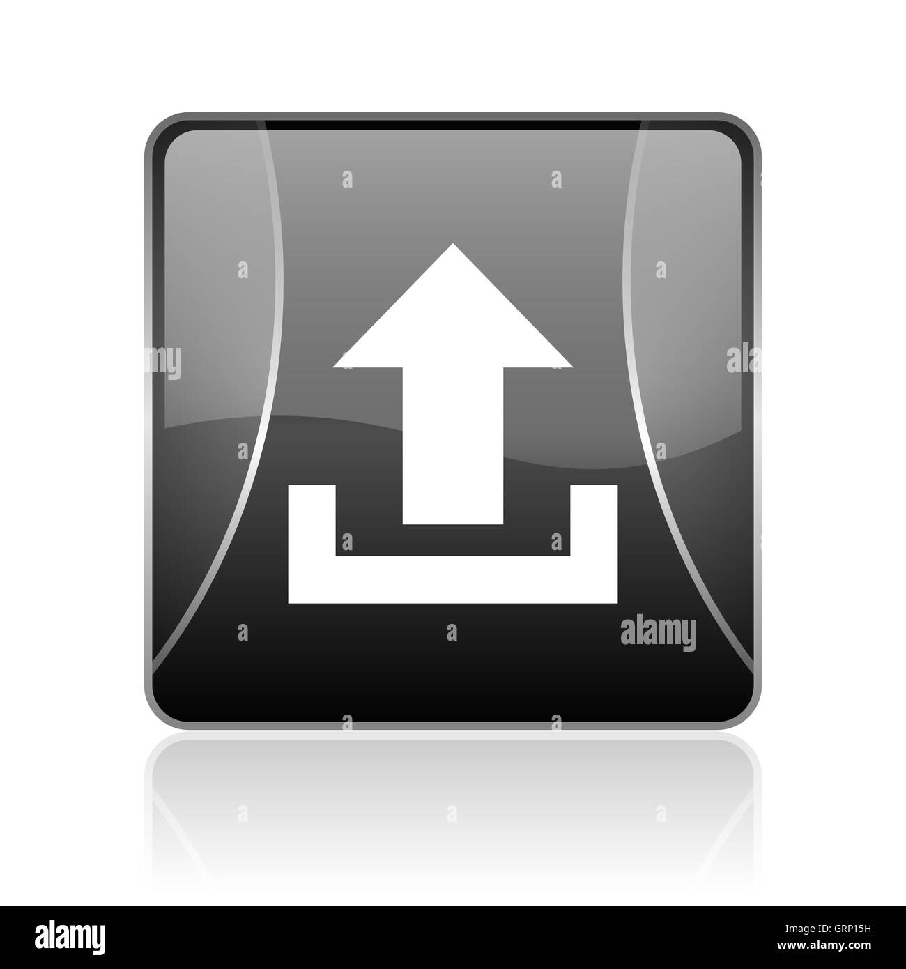 upload black square web glossy icon Stock Photo - Alamy