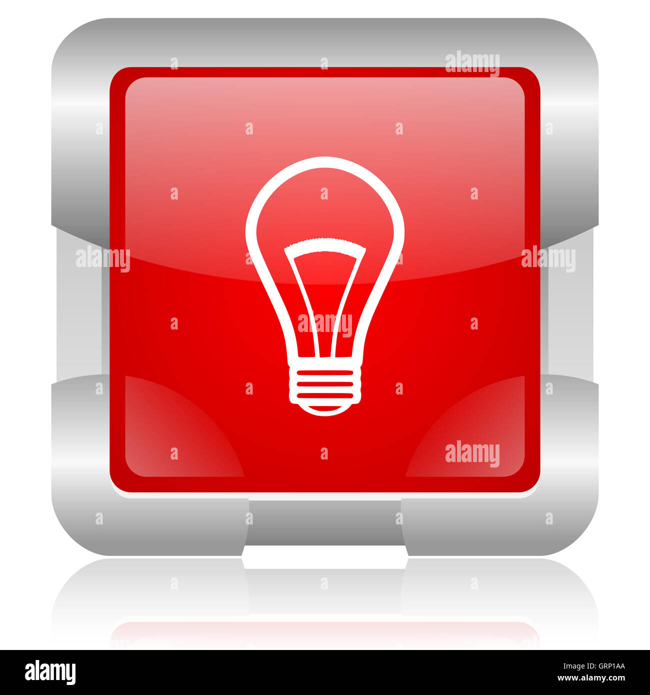 light bulb red square web glossy icon Stock Photo - Alamy