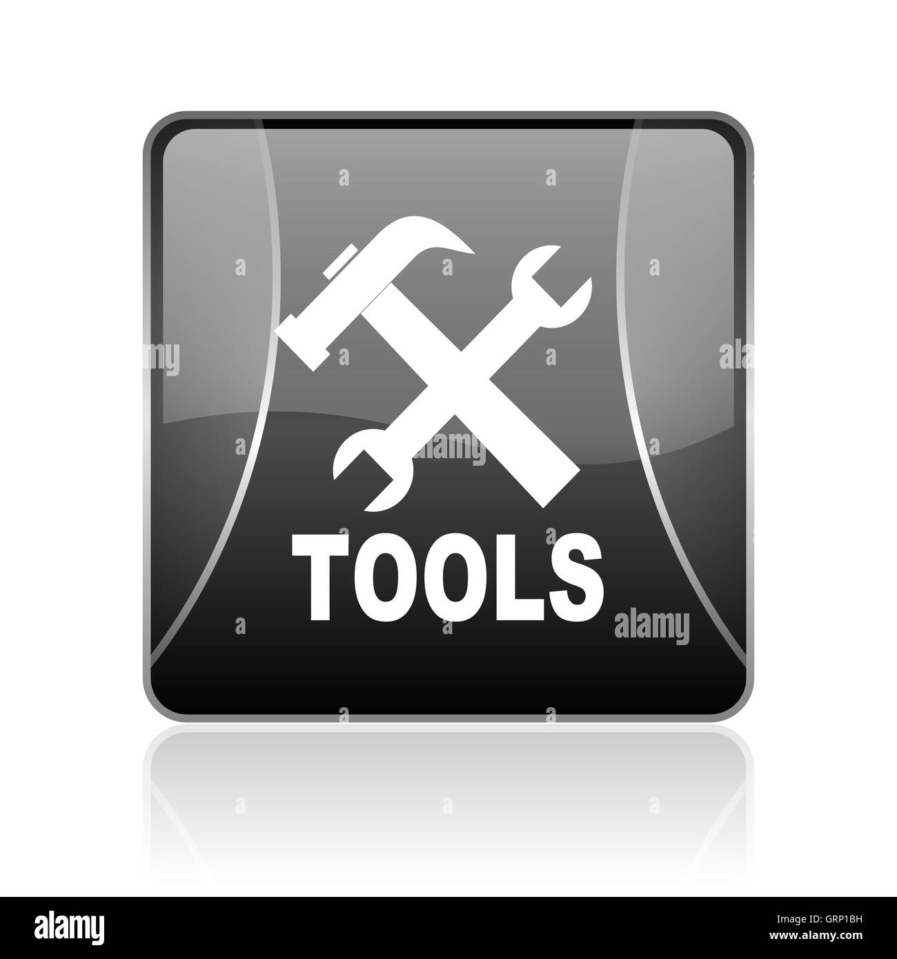 tools black square web glossy icon Stock Photo - Alamy