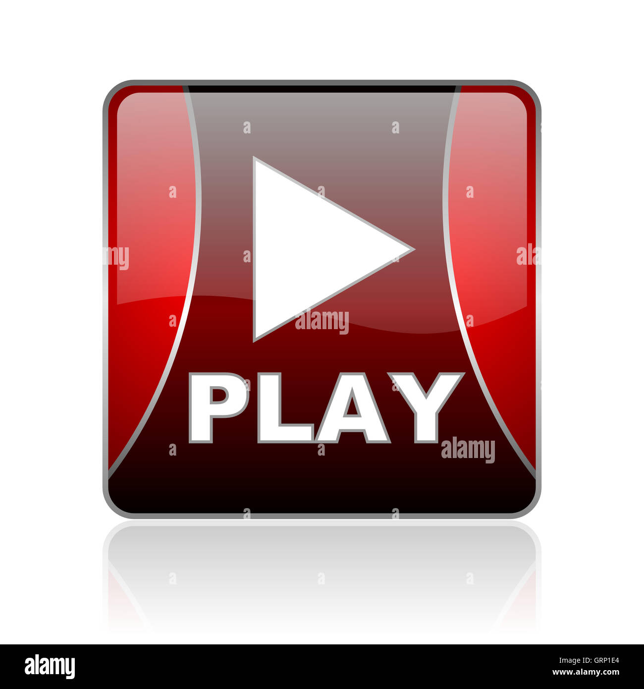 play red square web glossy icon Stock Photo - Alamy