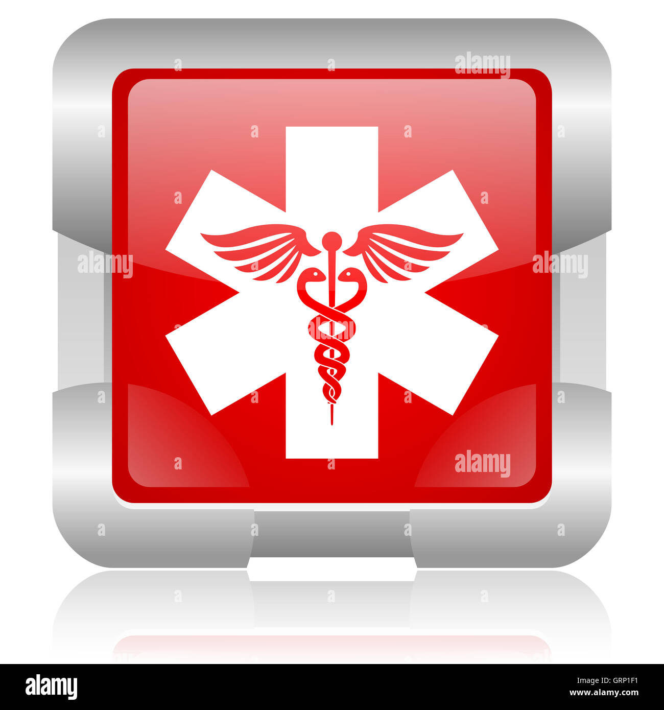 caduceus red square web glossy icon Stock Photo - Alamy
