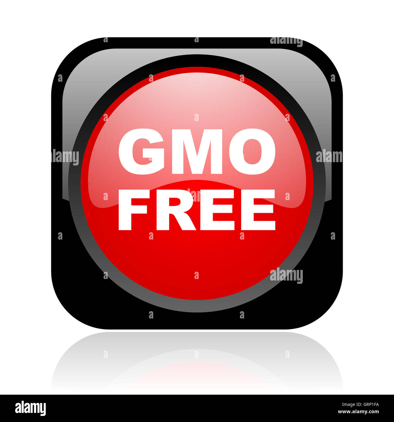 gmo free black and red square web glossy icon Stock Photo - Alamy